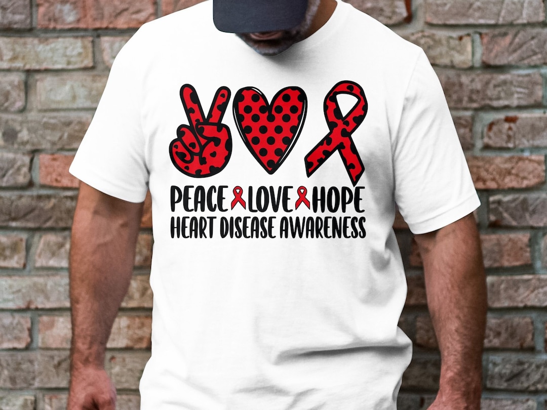 Heart Disease Awareness Svg Png, Peace Love Cure Leopard Svg, Red ...