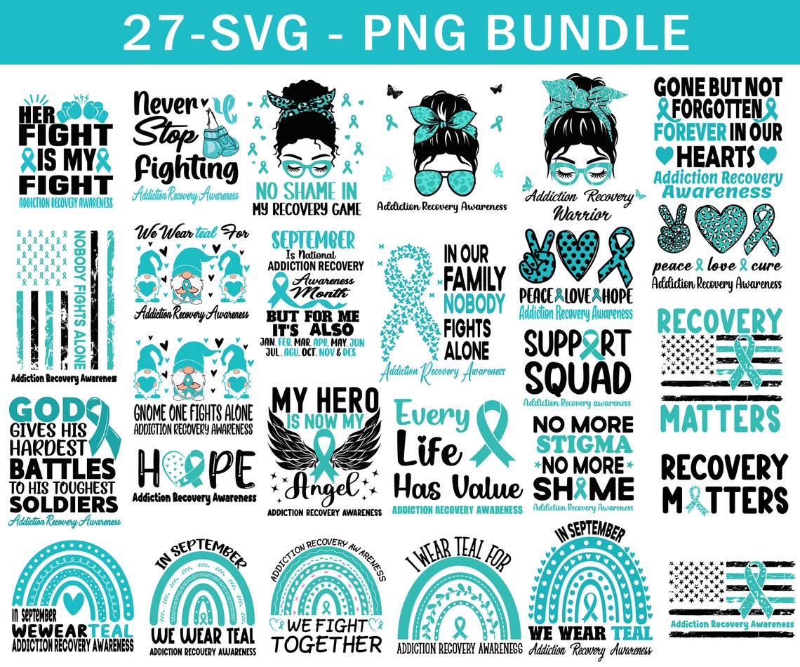 Addiction Recovery Awareness Svg Png Bundle Addiction - Etsy Canada