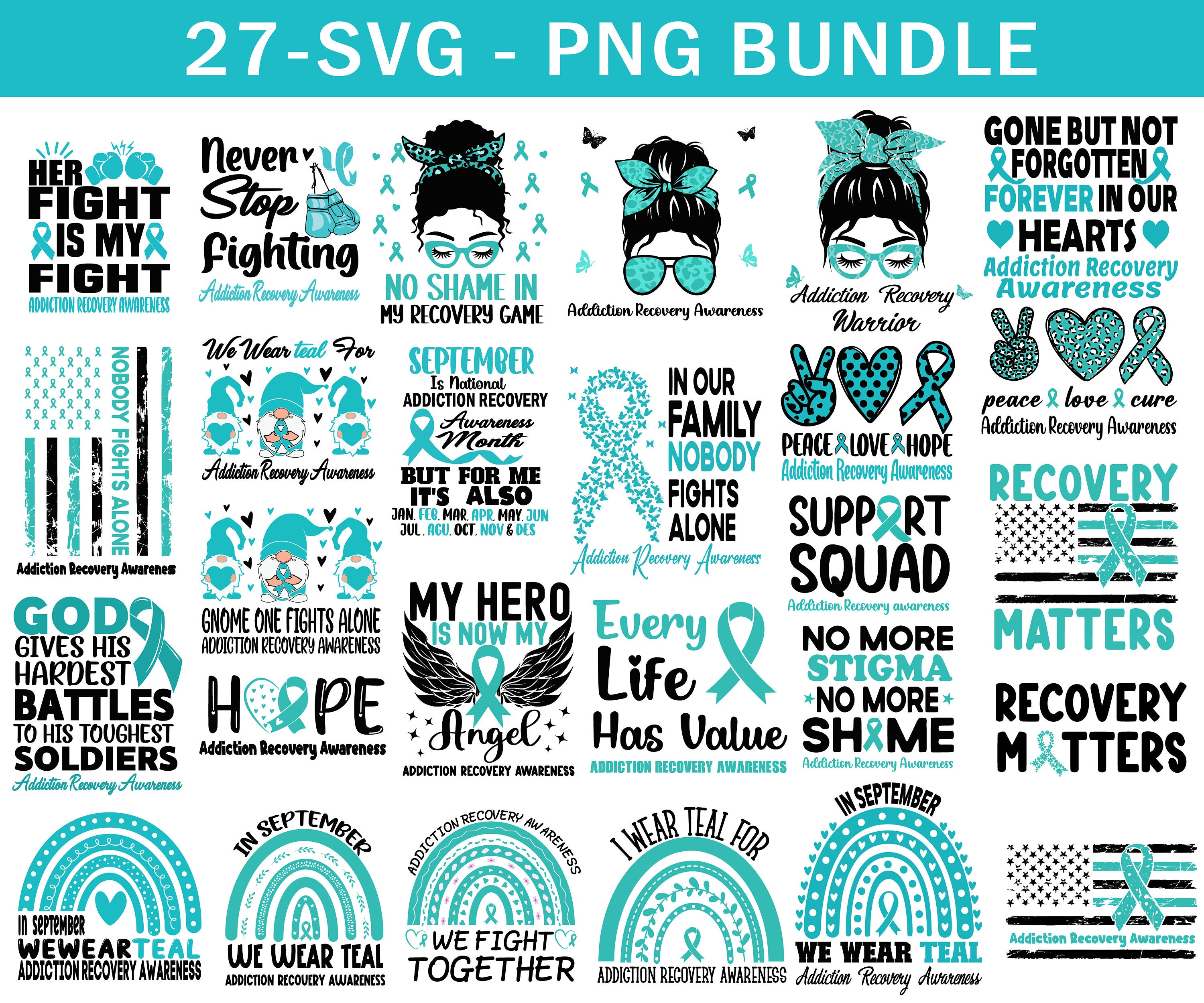 Addiction Recovery Awareness Svg Png Bundle Addiction - Etsy Canada