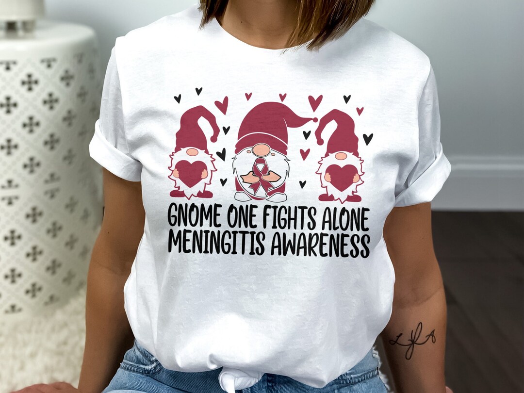 Gnome One Fights Alone Png, Meningitis Awareness Svg Png, Burgundy ...