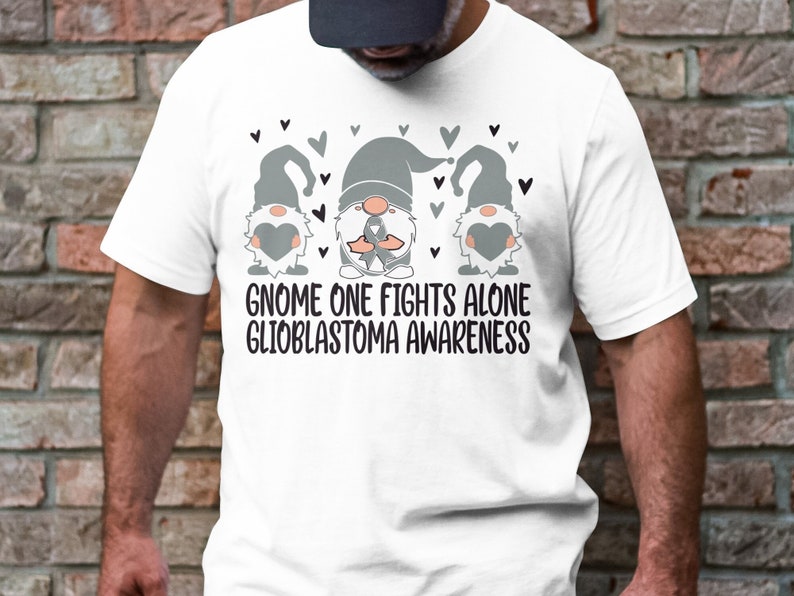 Glioblastoma Awareness Svg Png, Gnome One Fights Alone Svg, Gray Ribbon ...