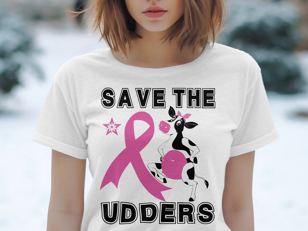 Breast Cancer Awareness Svg Png, Save the Udders Svg, Pink Ribbon Heart ...