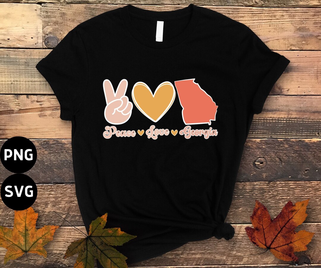 Peace Love Georgia State Svg Png, Georgia Map Svg, Retro Georgia Flower ...