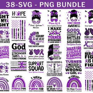 Turner Syndrome Awareness Svg Png Bundle, Purple Ribbon Svg Cricut ...
