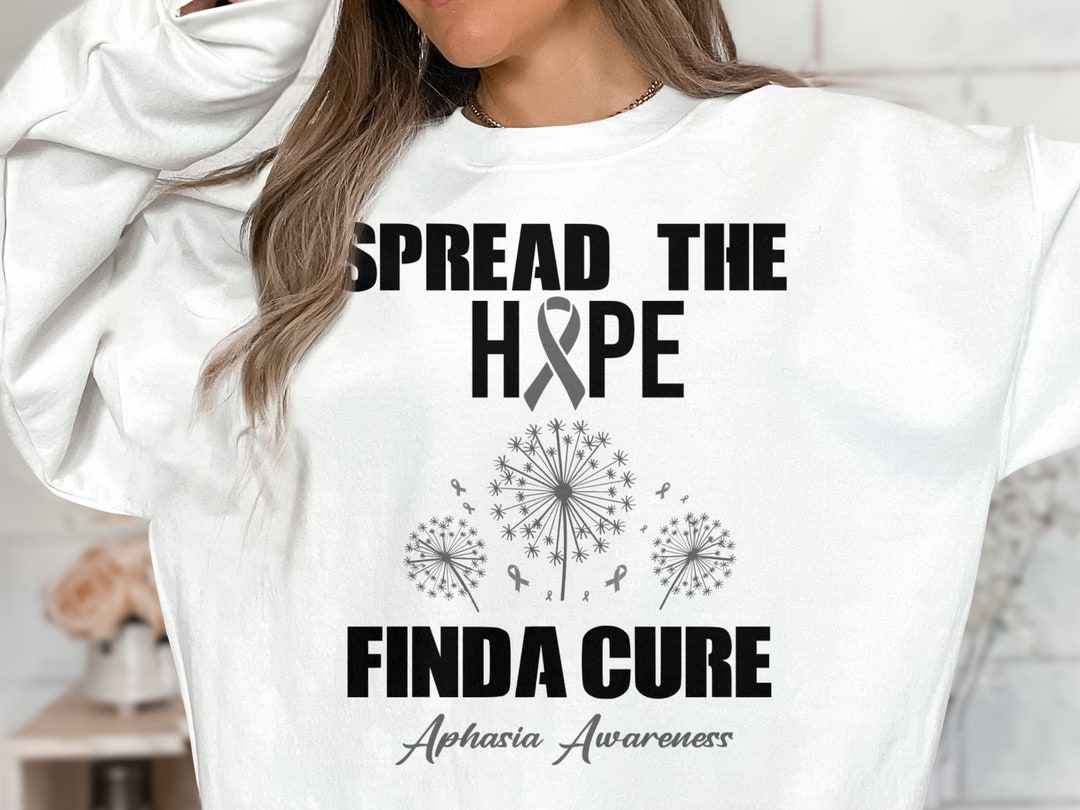 Aphasia Awareness Svg Png, Spread the Hope Find A Cure Svg, Gray Ribbon ...
