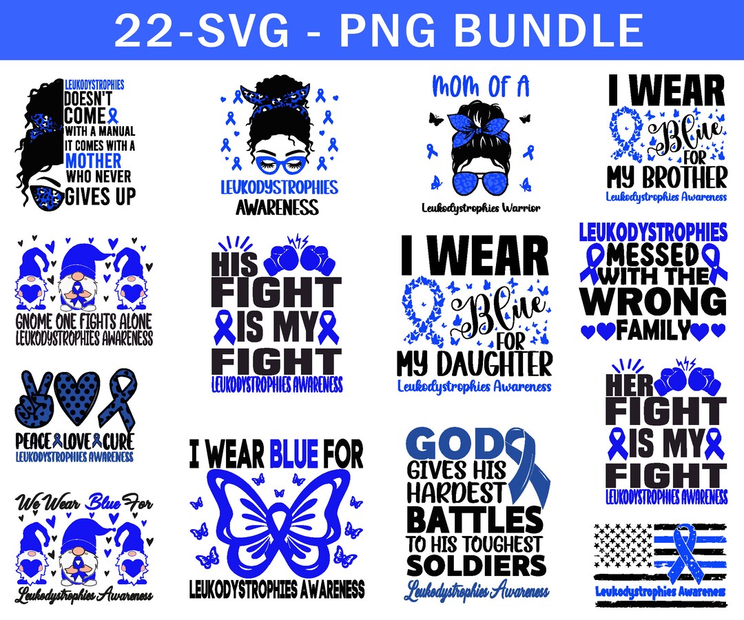 Leukodystrophies Awareness Svg Png Bundle, Blue Ribbon Svg Cricut ...