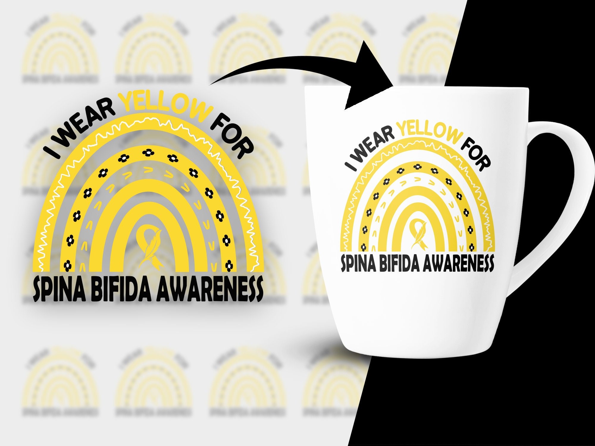 Spina Bifida Awareness Svg Png, I Wear Yellow Spina Bifida Rainbow Svg ...