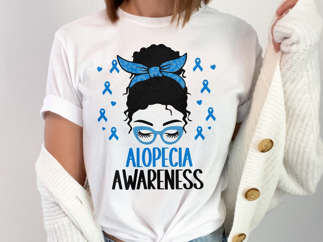 Messy Bun Alopecia Awareness Png, Alopecia Awareness Svg Png, Blue ...
