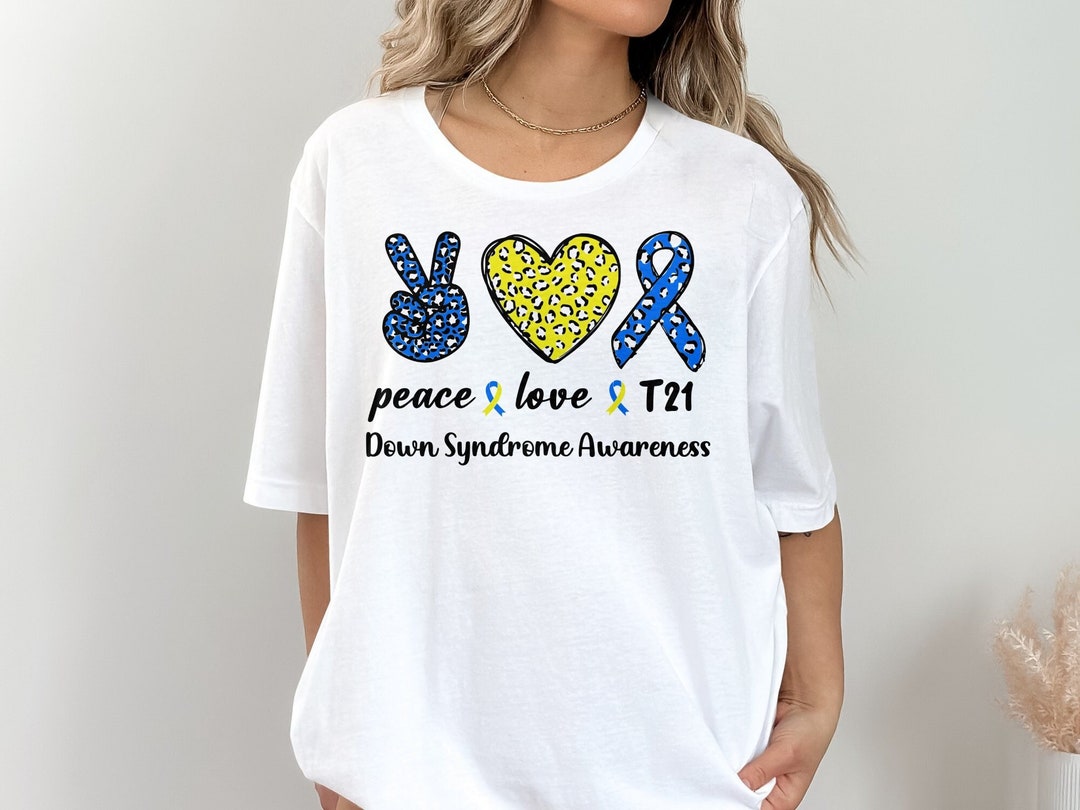 Down Syndrome Awareness Png Svg, Peace Love T21 Png, Blue Yellow Ribbon, World Down Syndrome Day ...