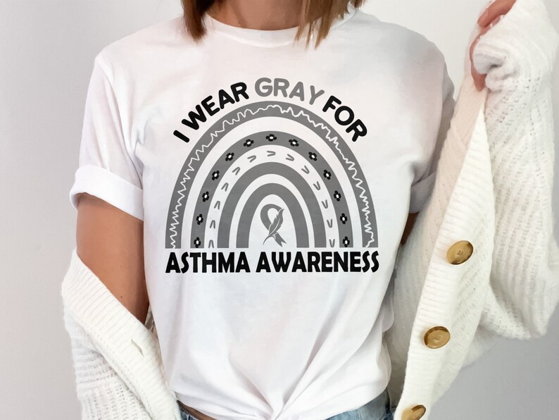Asthma Awareness Svg Png, I Wear Gray for Asthma Svg, Gray Ribbon Svg ...