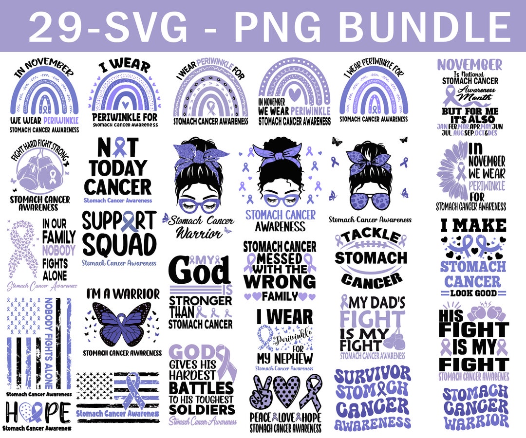 Stomach Cancer Awareness Svg Png Bundle, Periwinkle Ribbon Svg Cricut ...