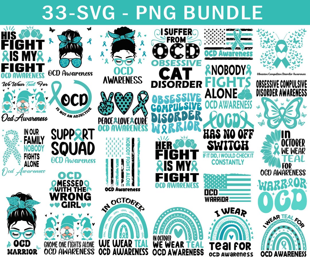 OCD Awareness Svg Png Bundle, OCD Warrior Svg, Obsessive Compulsive ...