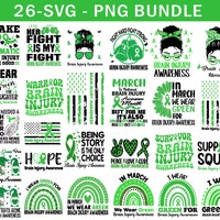 Traumatic Brain Injury Awareness Rainbow Svg Png, Green Ribbon Svg, TBI ...