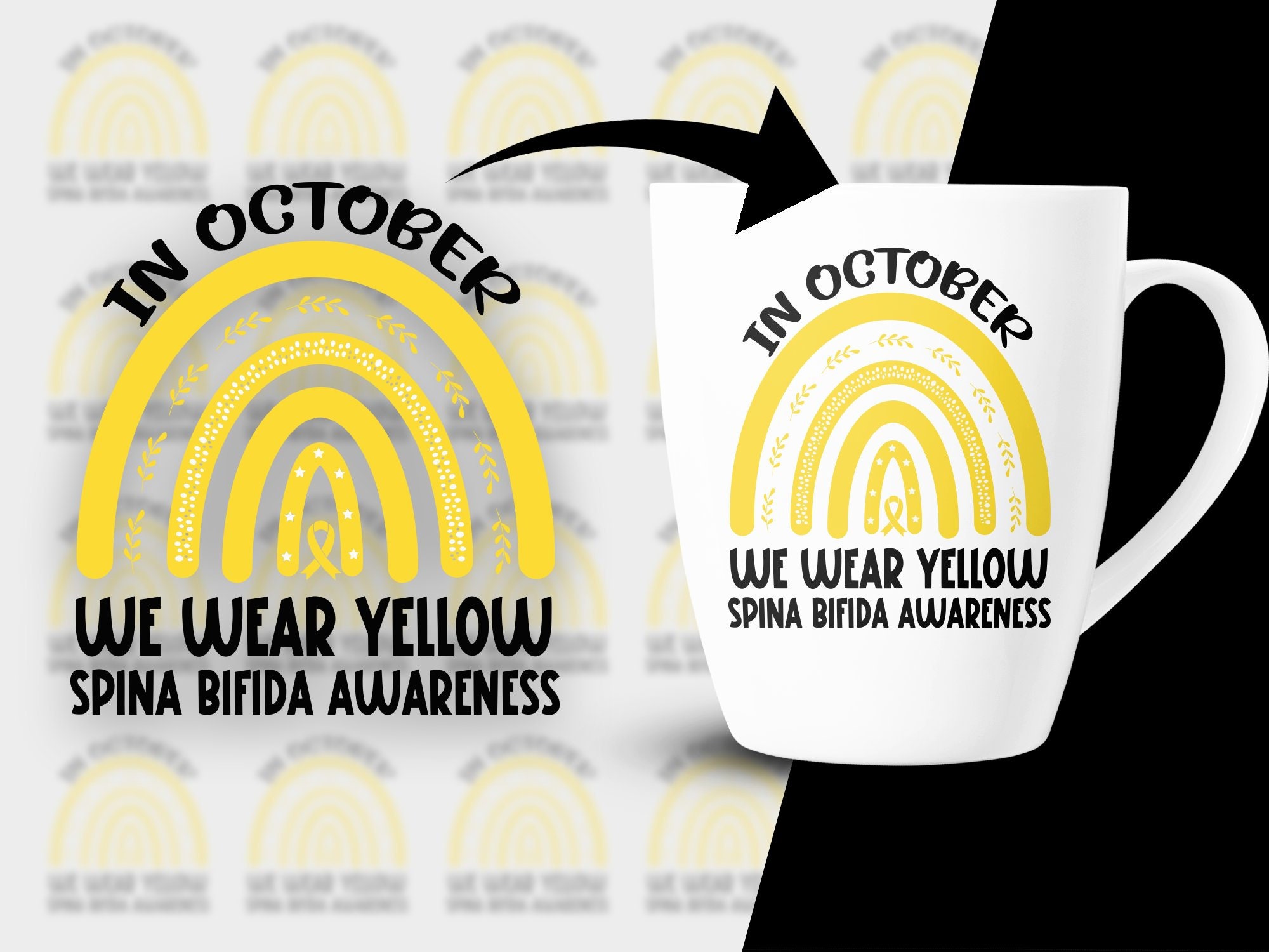 Spina Bifida Awareness Svg Png, in October We Wear Yellow Spina Bifida ...