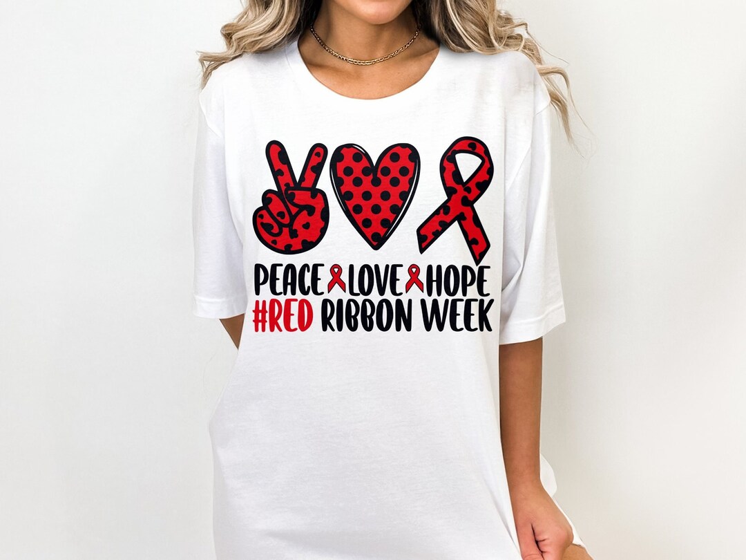 Red Ribbon Week Svg Png, Peace Love Hope Svg, Drug Free Svg, Red Ribbon ...
