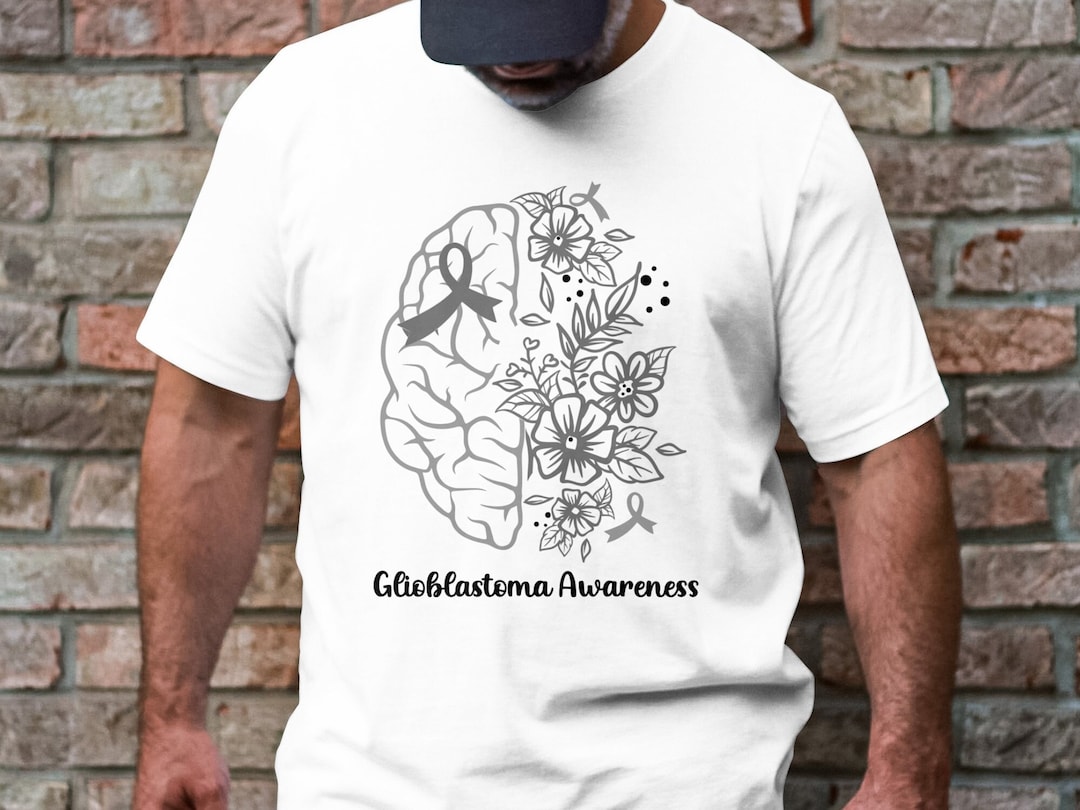 Glioblastoma Awareness Svg Png, Floral Brain Glioblastoma Svg, Gray ...