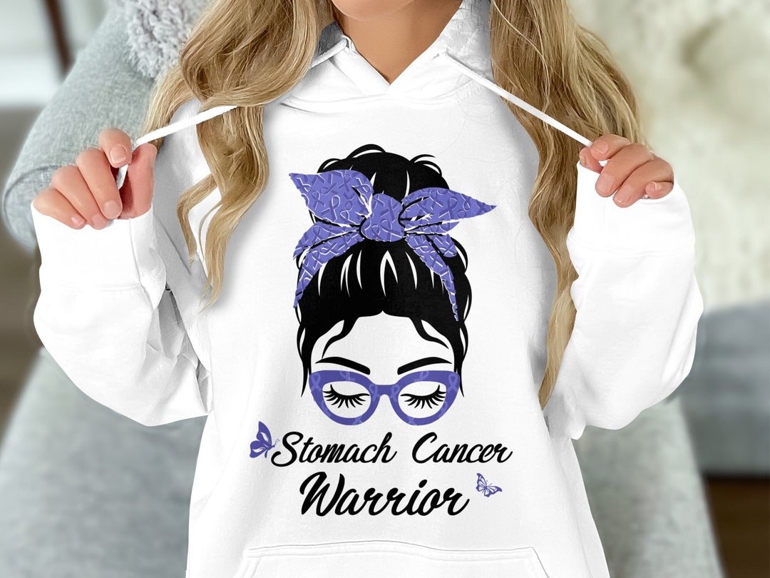 Stomach Cancer Awareness Svg Png, Messy Bun Stomach Cancer Warrior Svg ...