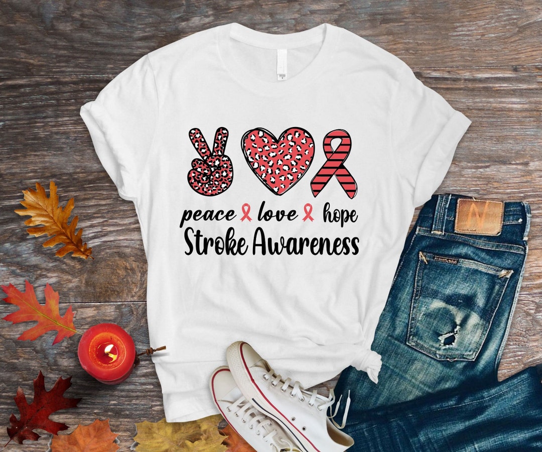 Stroke Awareness Svg Png, Peace Love Hope Stroke Awareness Png Svg, Red ...