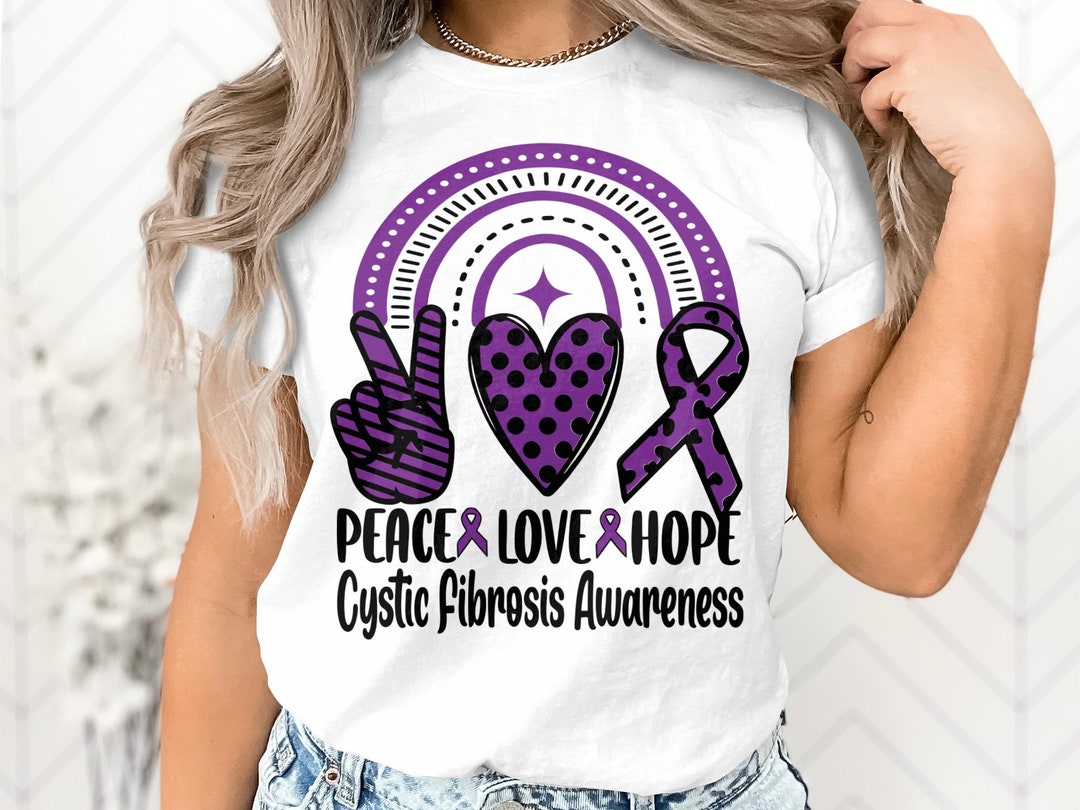 Cystic Fibrosis Awareness Svg Png, Peace Love Hope Svg, Purple Ribbon ...