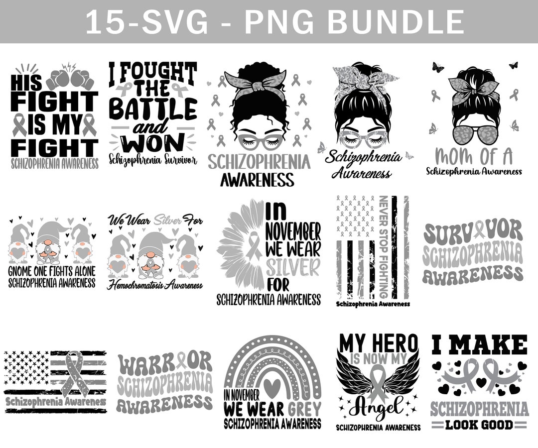 Schizophrenia Awareness Svg Png Bundle, Silver Ribbon Svg Cricut ...