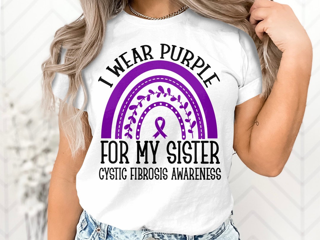 Cystic Fibrosis Awareness Svg Png, I Wear Purple for My Son Sister Svg, Purple Ribbon Svg, CF ...