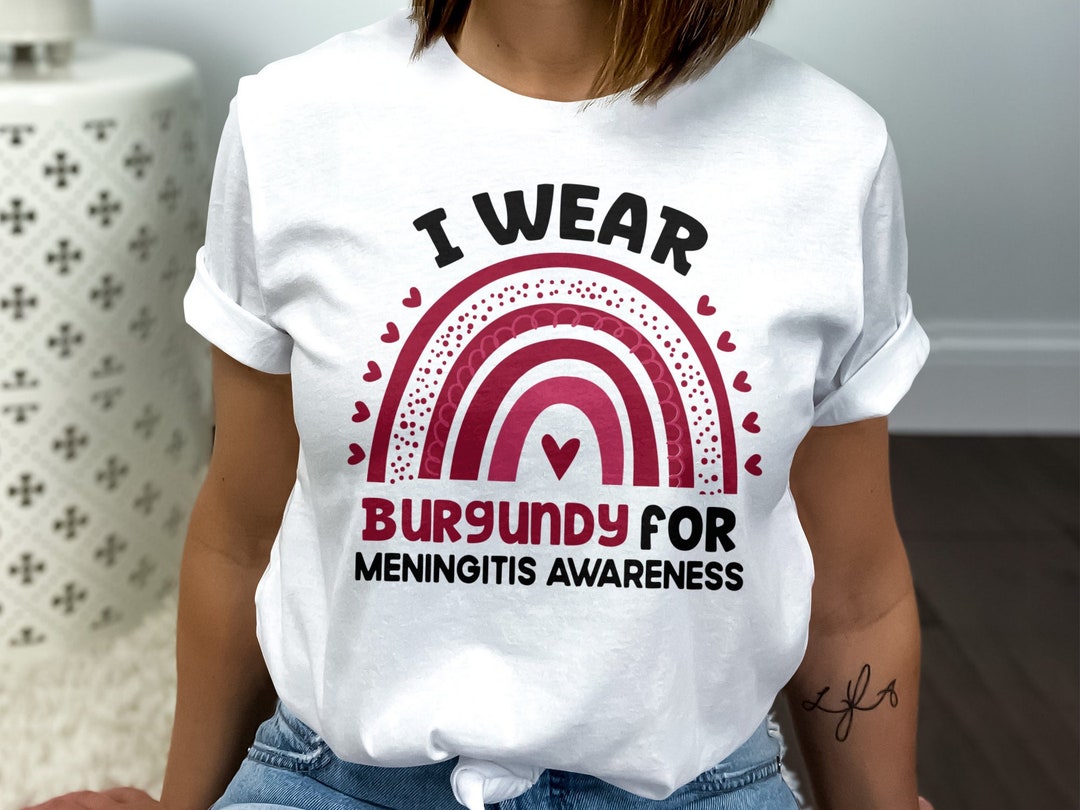 I Wear Burgundy Rainbow Png, Meningitis Awareness Svg Png, Burgundy ...