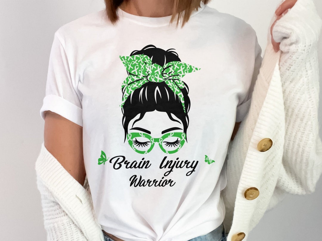 Brain Injury Awareness Svg Png, Messy Bun Brain Injury Warrior Svg ...