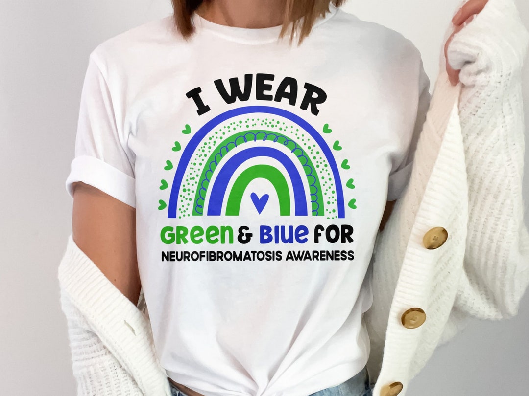 Neurofibromatosis Awareness Svg Png, I Wear Green and Blue Rainbow Png ...