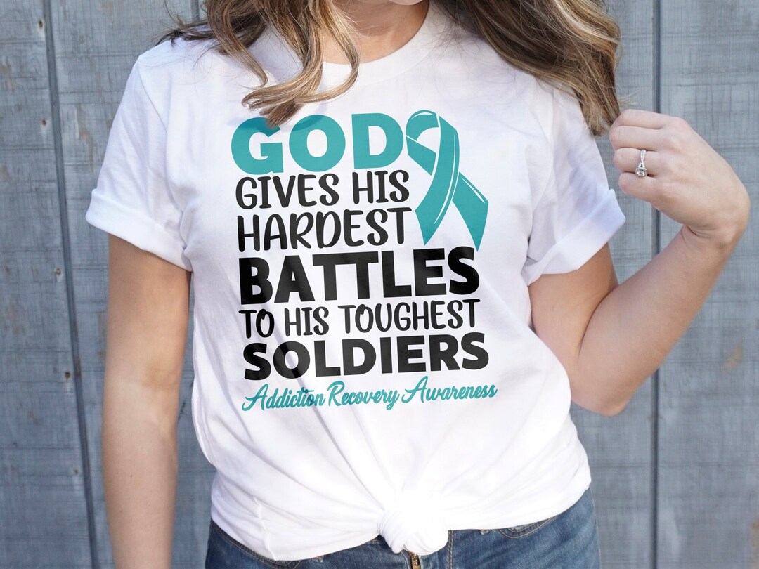 Addiction Recovery Awareness Svg Png, God Gives His Hardest Battles to ...