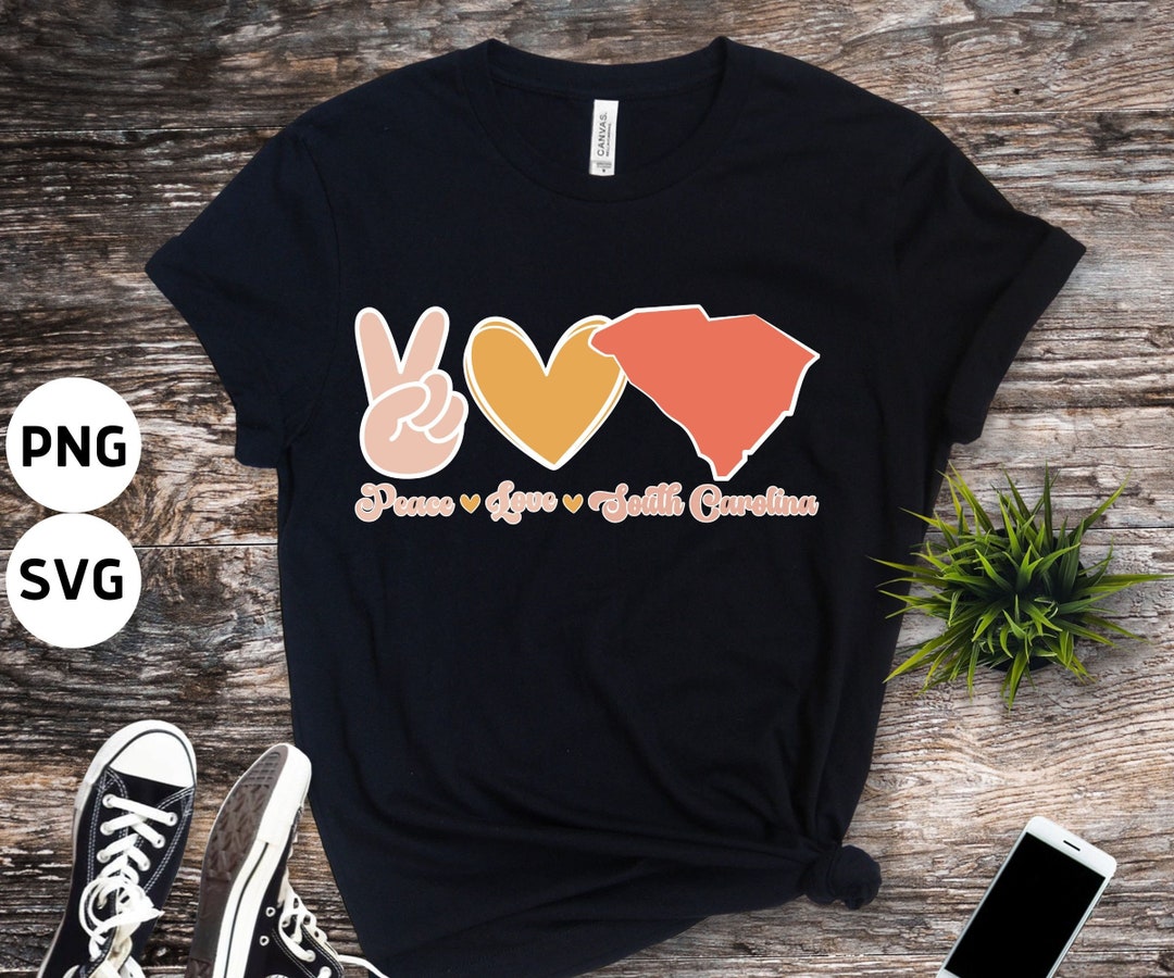 Peace Love South Carolina State Svg Png, South Carolina Map, Retro ...