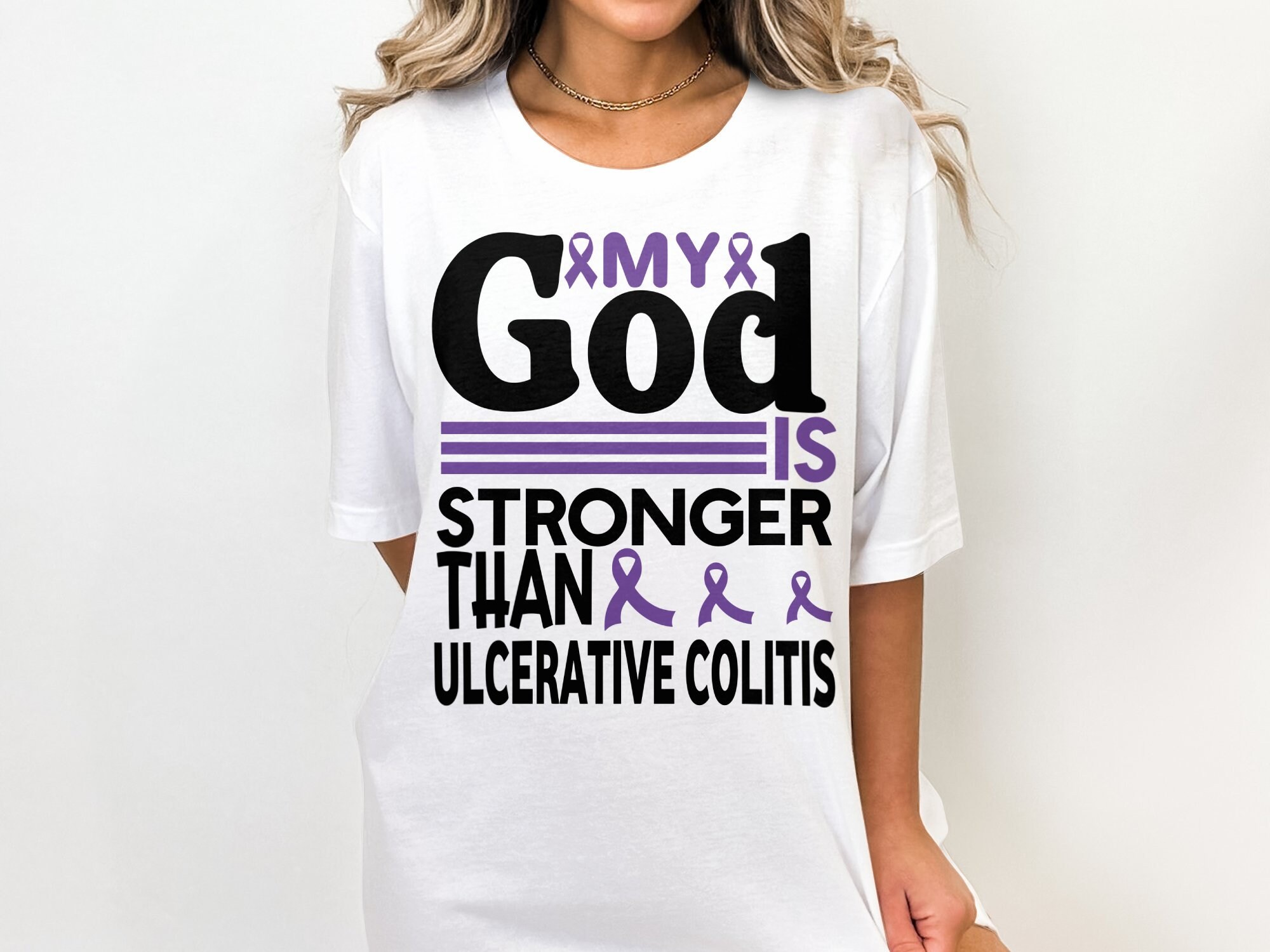 Ulcerative Colitis Awareness Svg Png My God is Stronger Than - Etsy
