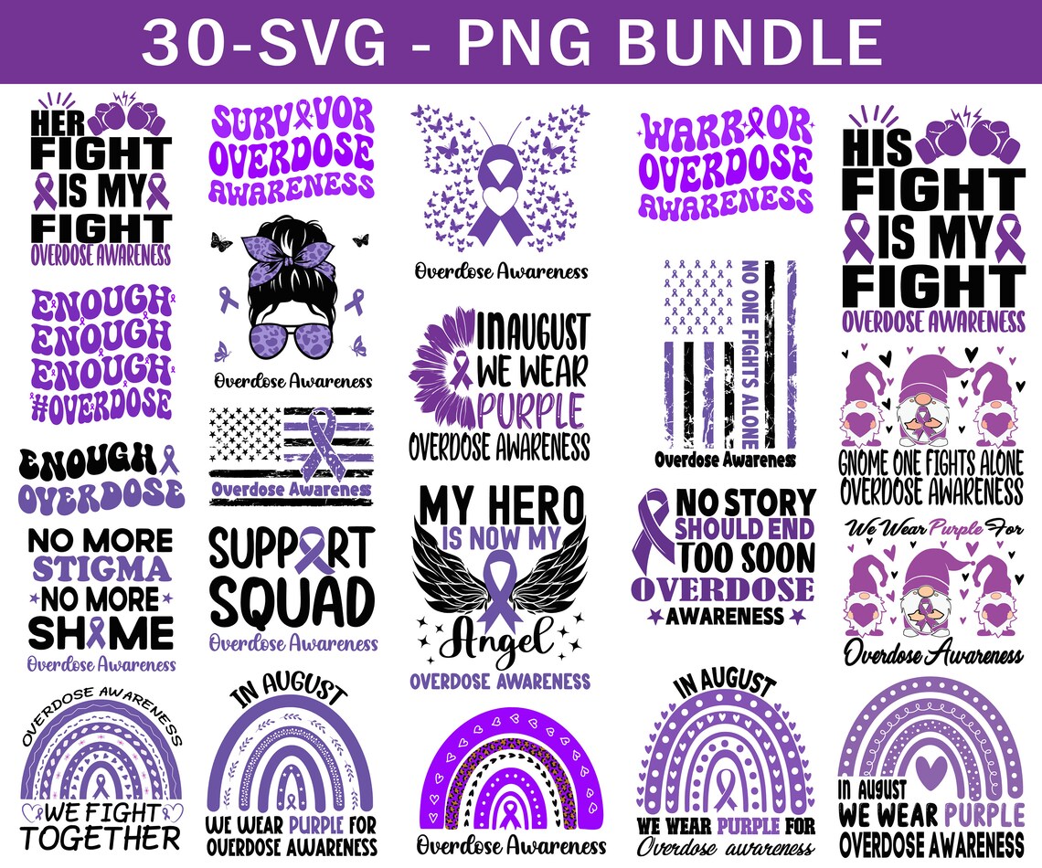 Overdose Awareness Svg Png Bundle, Retro Overdose Awareness Svg Png ...