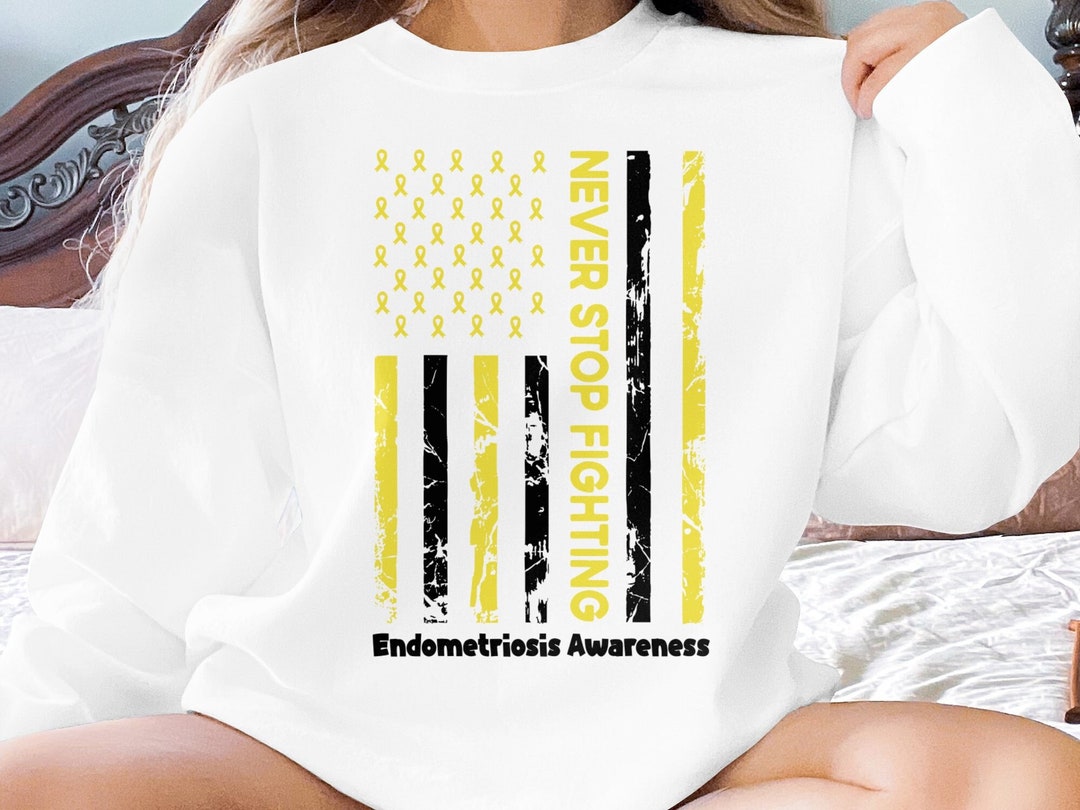 Endometriosis Awareness Svg Png, Never Stop Fighting Svg, Yellow Ribbon ...