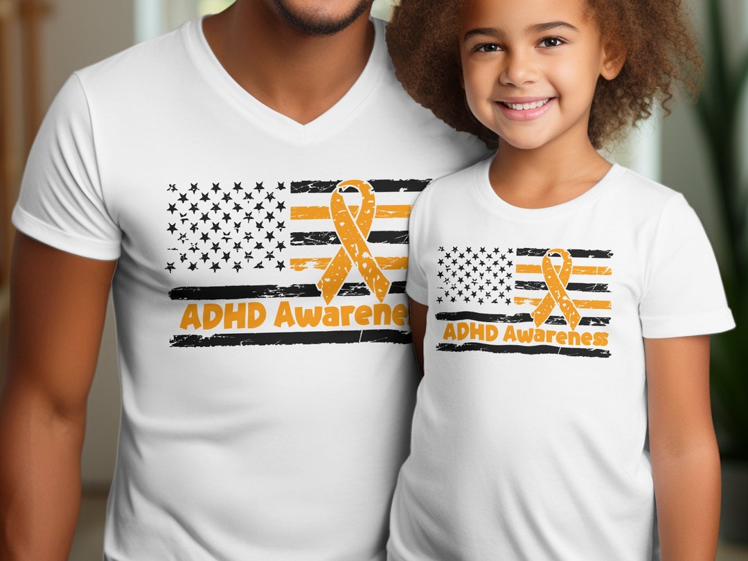 ADHD Awareness Svg Png, Flag Adhd Awareness Svg, Orange Ribbon Svg ...