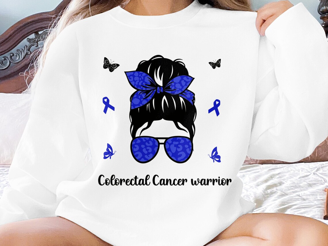 Colorectal Cancer Warrior Messy Bun Svg, Colorectal Cancer Awareness ...