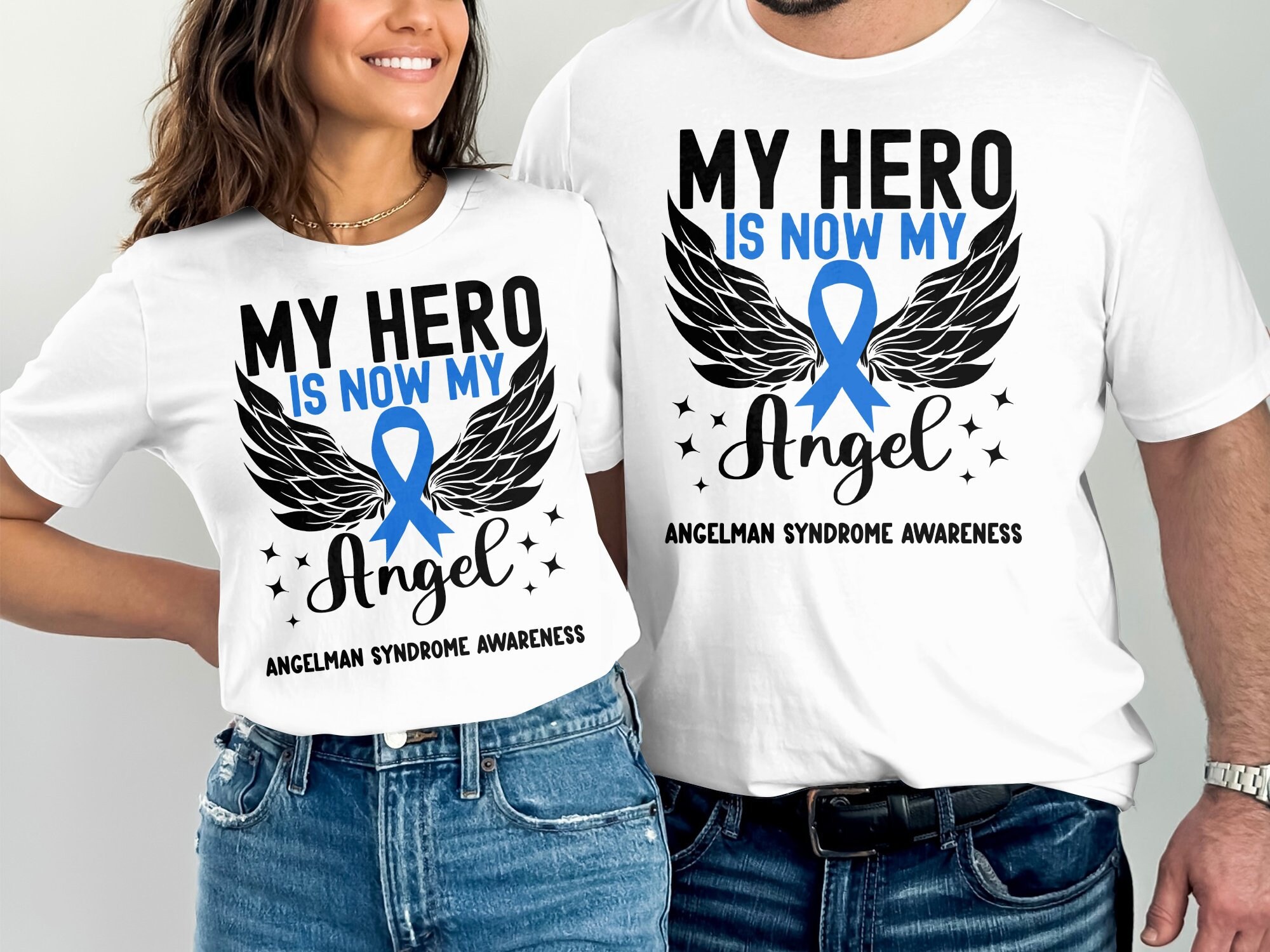 Angelman Syndrome Awareness Svg Png, My Hero is Now My Angel Svg, Blue ...