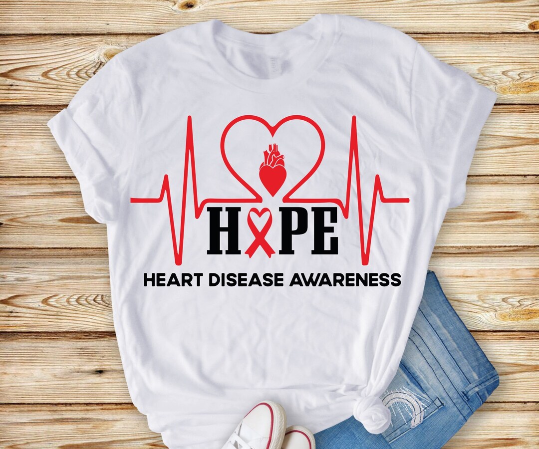 Heart Disease Awareness Svg Png, Heart Disease Ribbon Hope Svg, Red ...