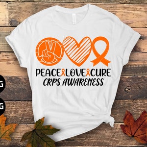 CRPS Awareness Svg Png Peace Love Cure Svg Orange Ribbon - Etsy