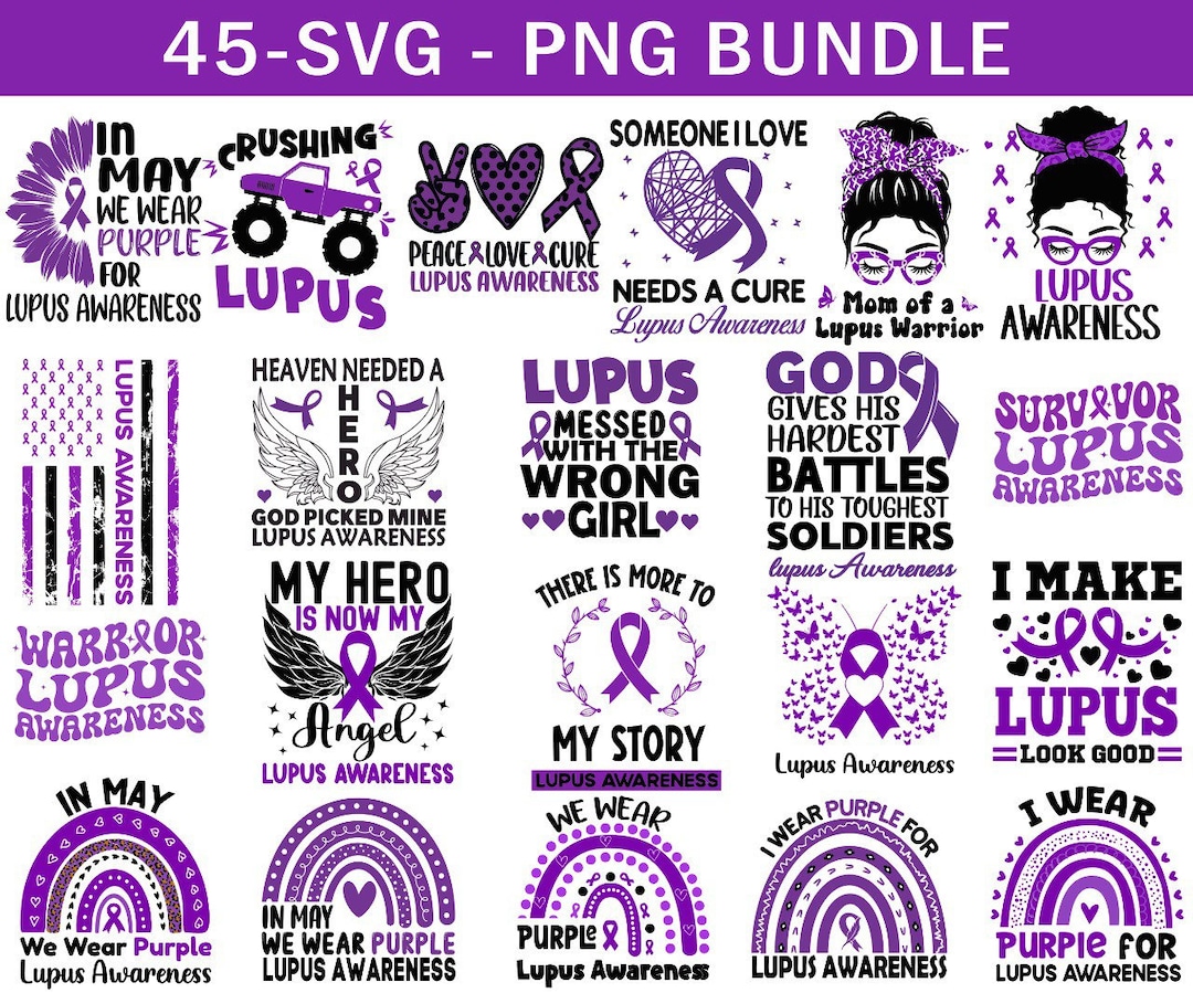 Lupus Awareness Svg Png Bundle, Lupus Png Svg, Support Lupus Purple ...