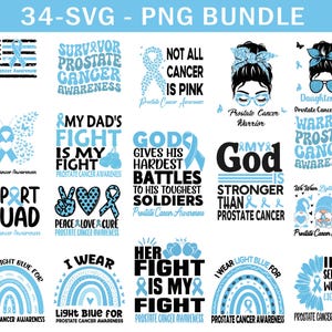 Prostate Cancer Awareness Png Svg Bundle, Light Blue Ribbon Svg ...