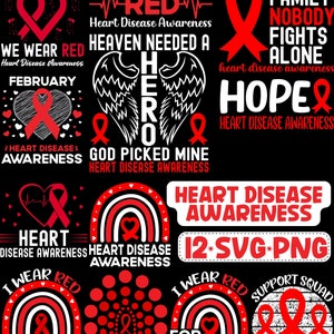 Heart Disease Awareness Svg Png Bundle, Heart Health Awareness Svg ...