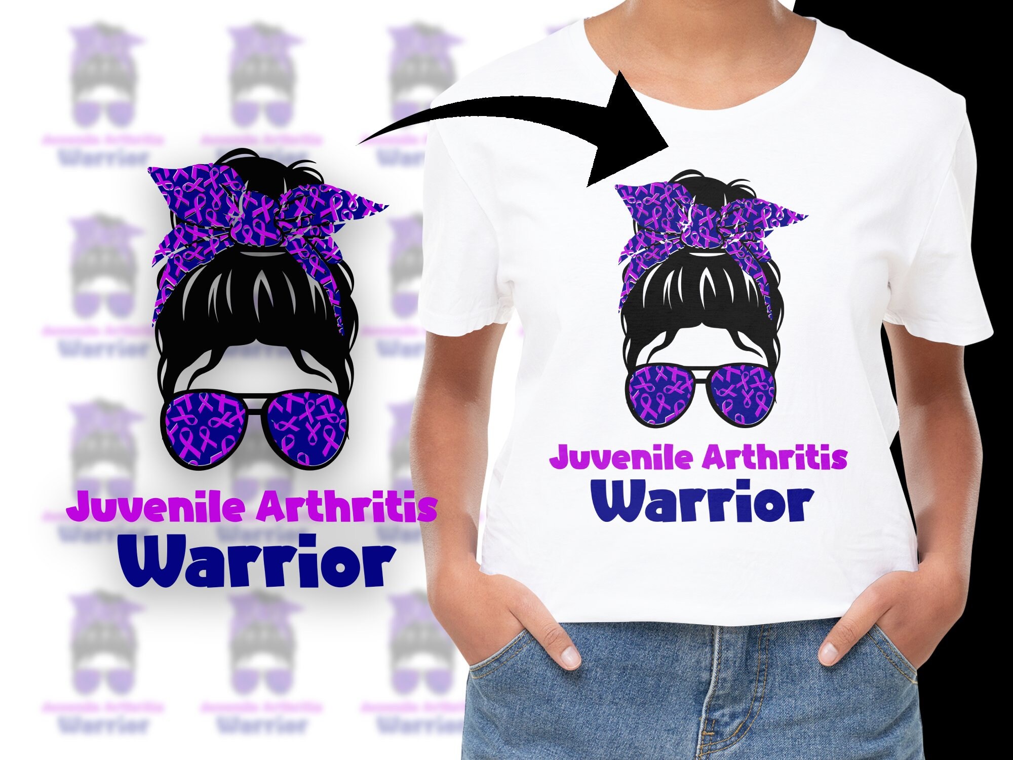 Juvenile Arthritis Awareness Svg Png, Messy Bun Juvenile Arthritis ...