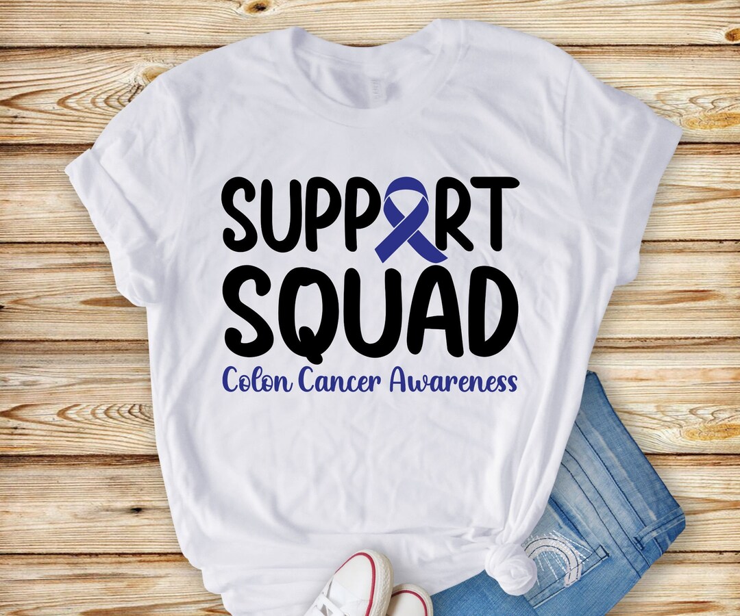 Colon Cancer Awareness Svg Png, Support Squad Svg, Blue Ribbon Svg ...