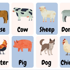 Farm Animal Flashcards for Babies and Toddlers, Toddler Flashcards ...