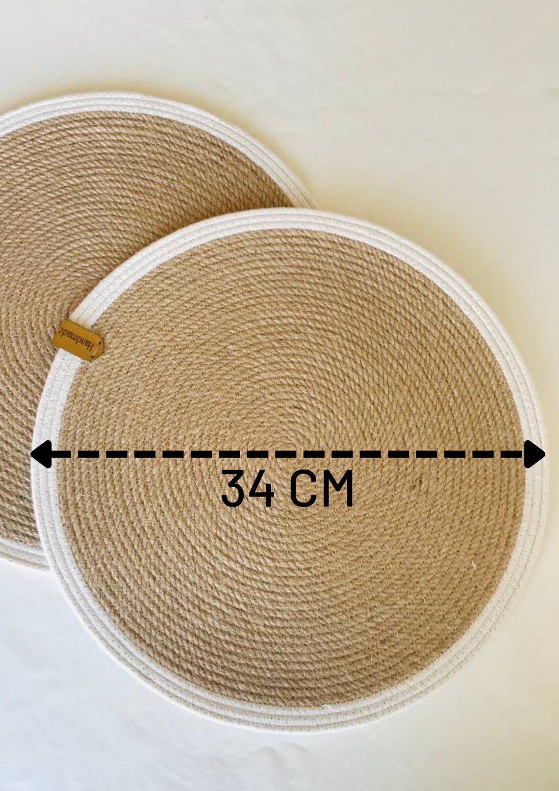 Natural Jute Round Placemats Set of 2/4/6 Handmade Cotton - Etsy