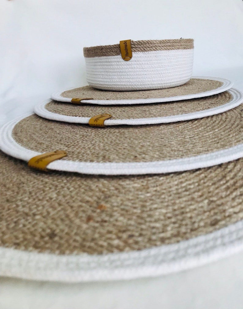 Natural Jute Round Placemats Set of 2/4/6 Handmade Cotton - Etsy