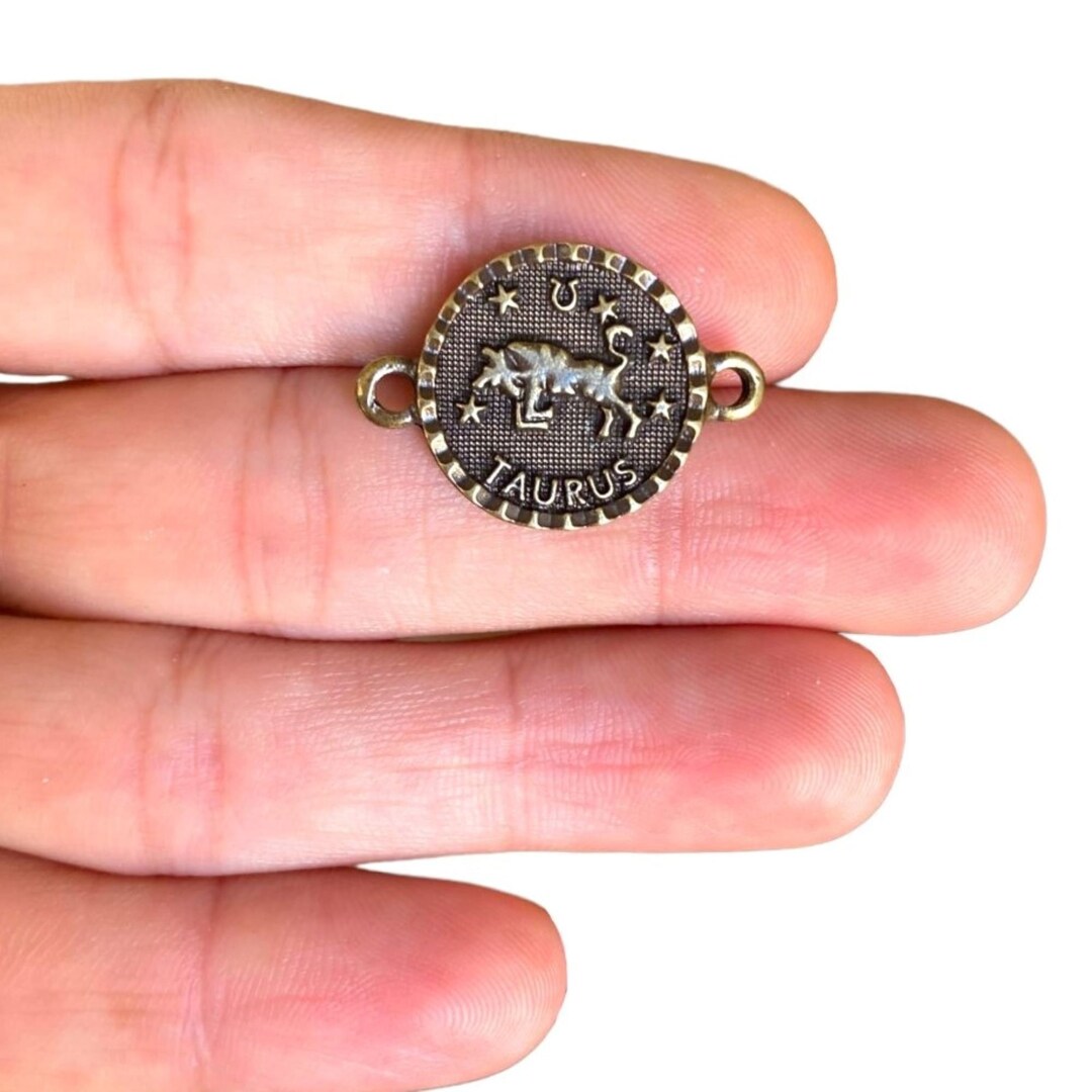 Bronze Zodiac Sign Connector Antique Bronze Plated Taurus - Etsy