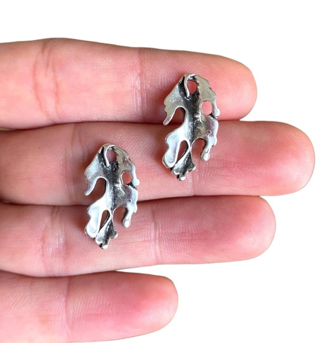 Small Leaf Charm - Antique Silver Plated Minimalist Leaf Pendant for ...