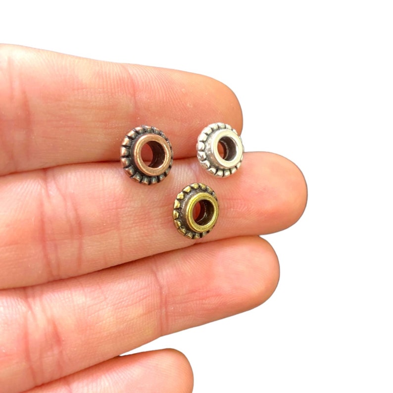 5 Silver Metal Disc Beads Antique Silver Plated Spacer Beads - Etsy