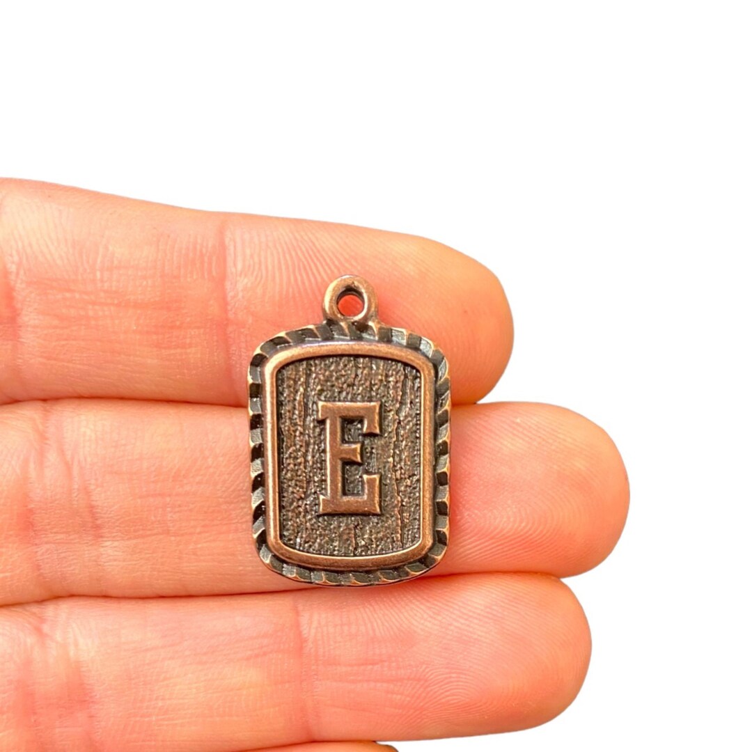 Copper Alphabet Charm Antique Copper-plated E Letter Charm Personalised ...